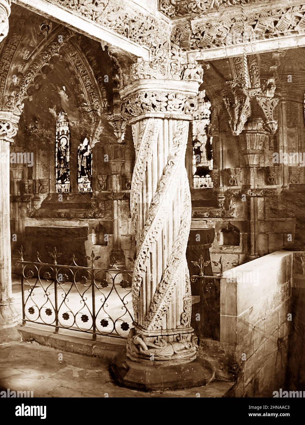 Apprentice Pillar, Rosslyn Chapel, Scotland, Victorian period Stock ...
