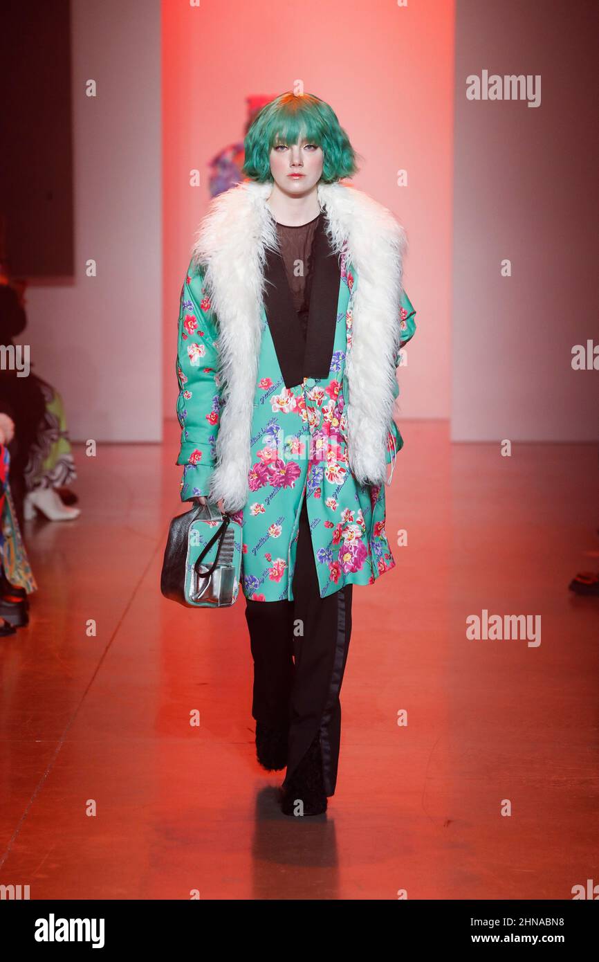 A model walks on the runway at the Greedilous fashion show at Spring ...