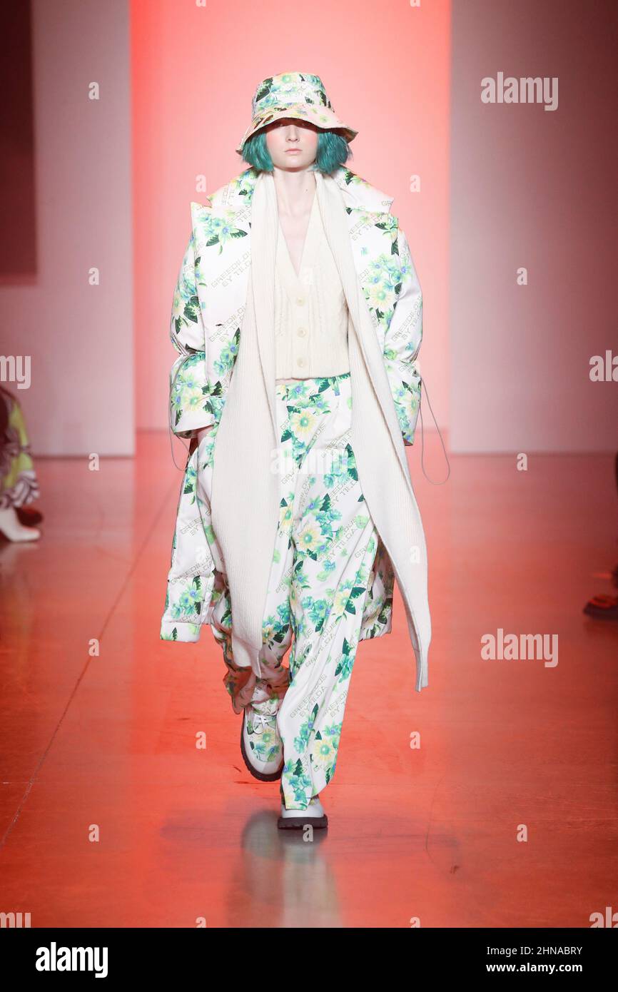 A model walks on the runway at the Greedilous fashion show at Spring ...