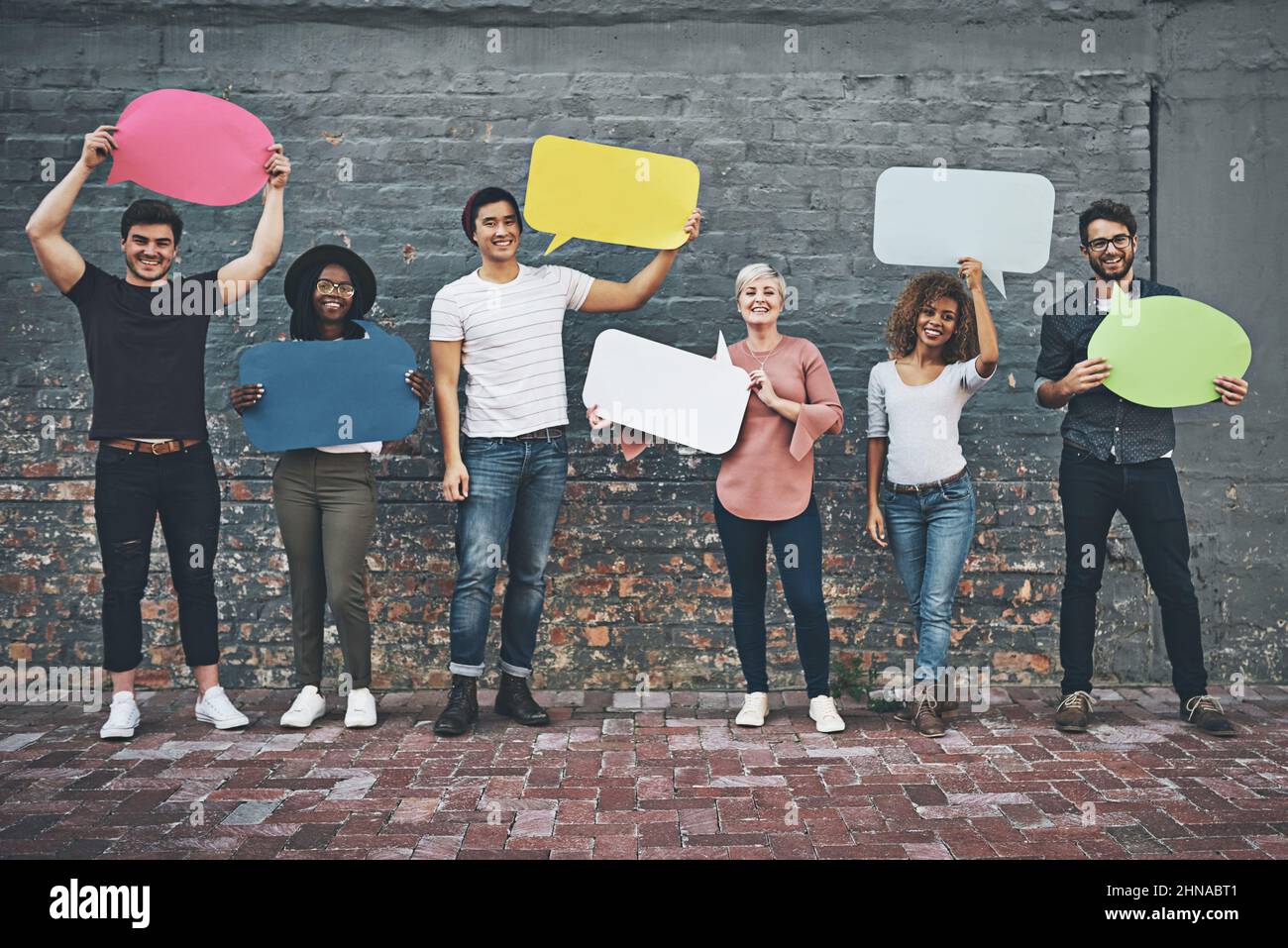 They standing up and saying what they want. Shot of a diverse group of ...