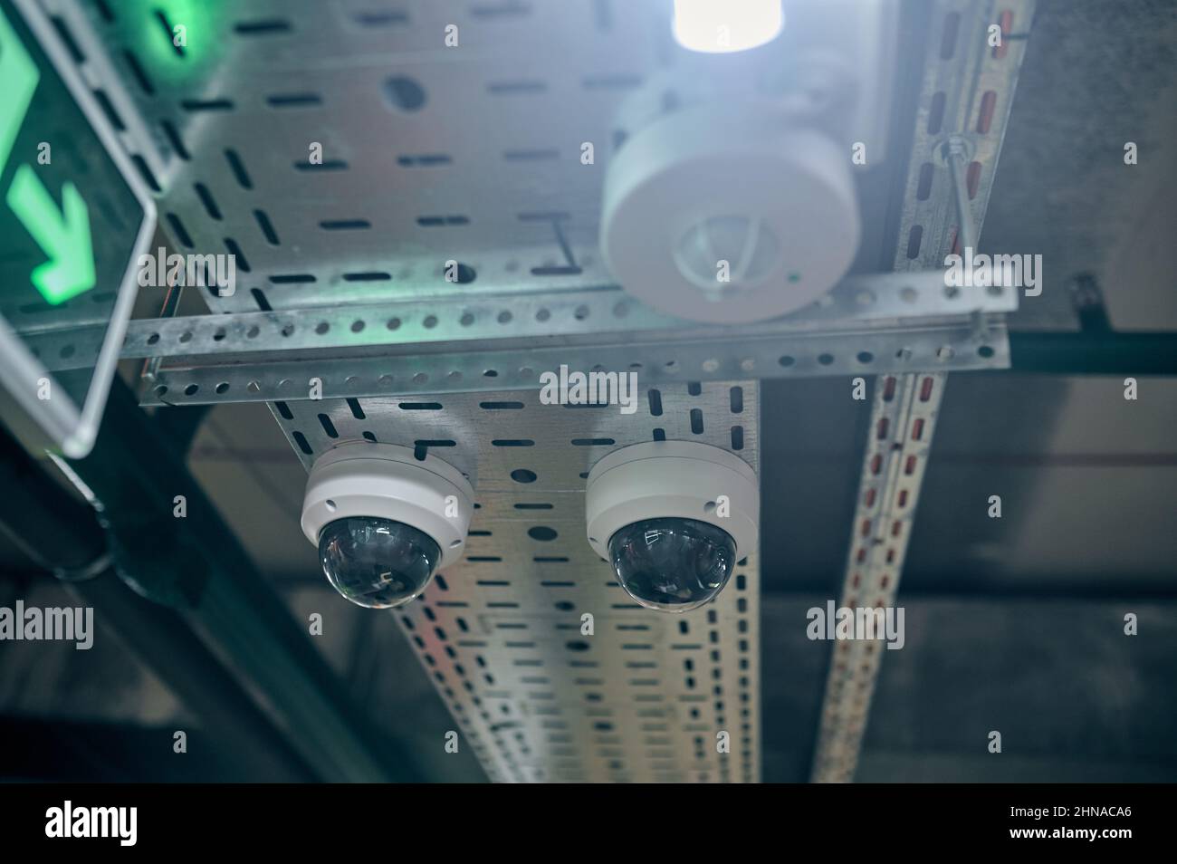 Storehouse heat detector and two ceiling-mounted closed-circuit ...