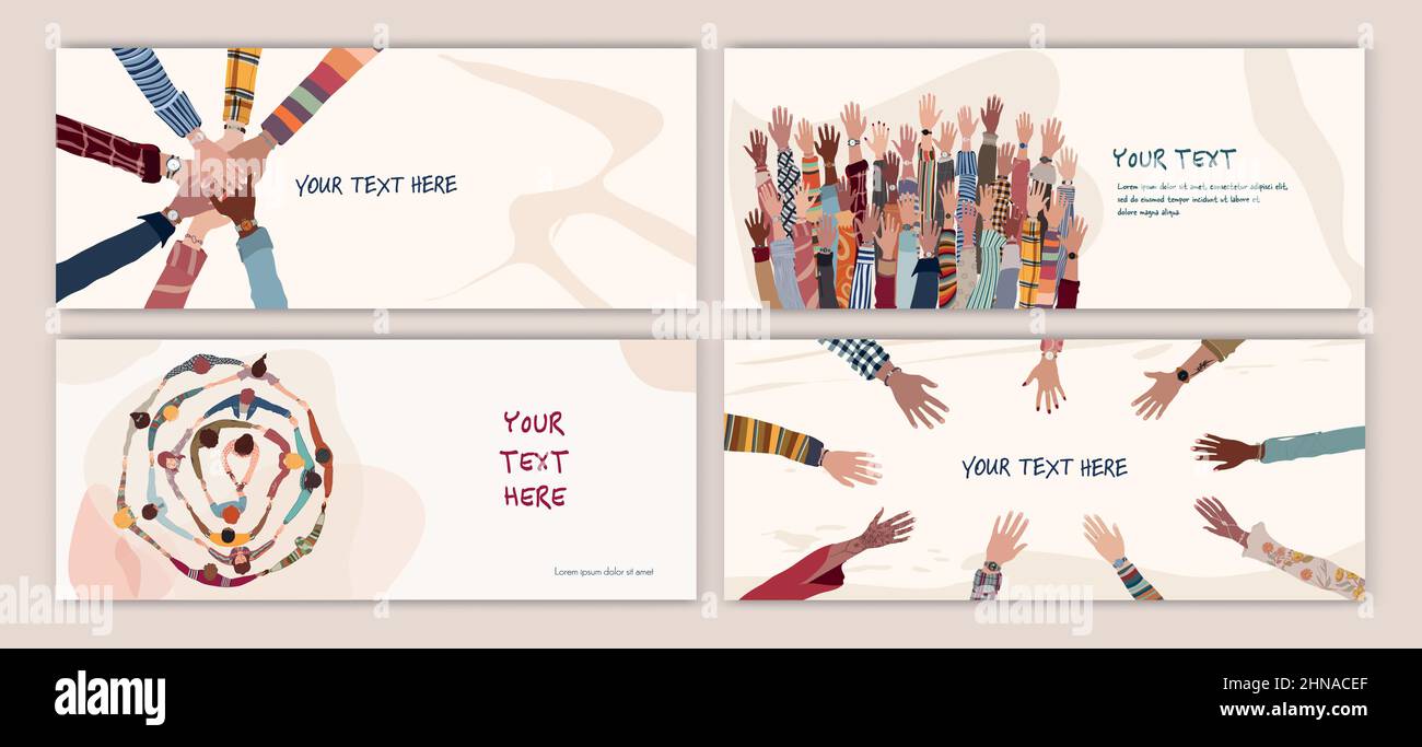 Volunteer people group concept banner - cover - poster editable ...