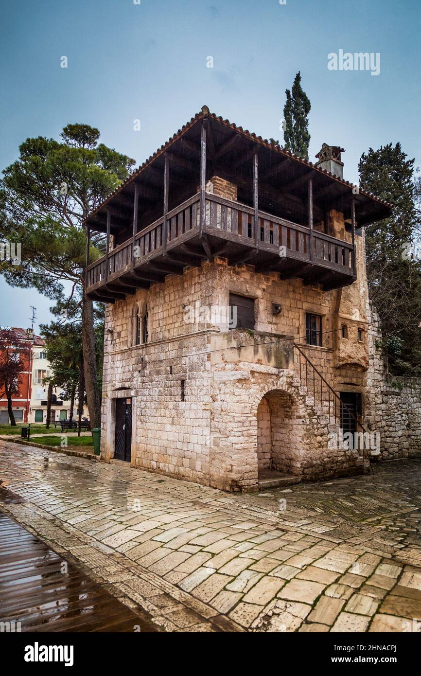 Street in Porec town at the evening, Croatia, Europe Stock Photo - Alamy