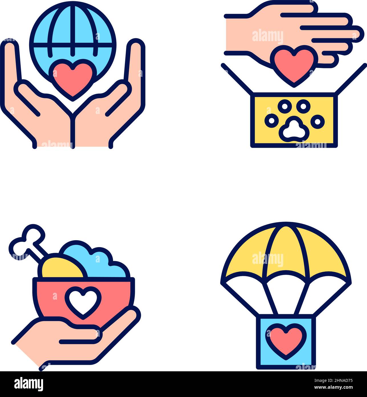 Helping others pixel perfect RGB color icons set Stock Vector Image ...