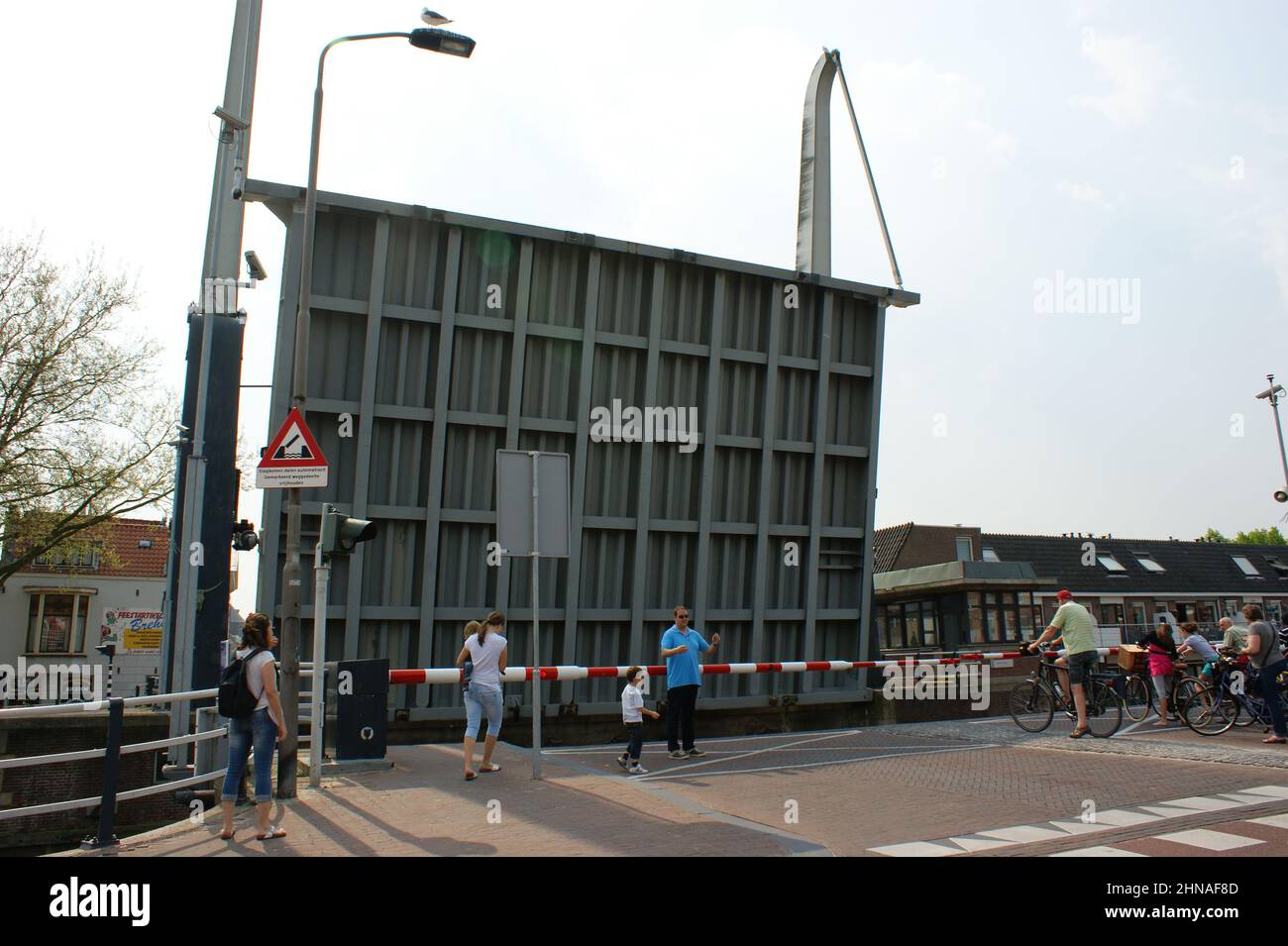 Opened bridge in Delft, the Netherlands on cloudy sky background Stock ...