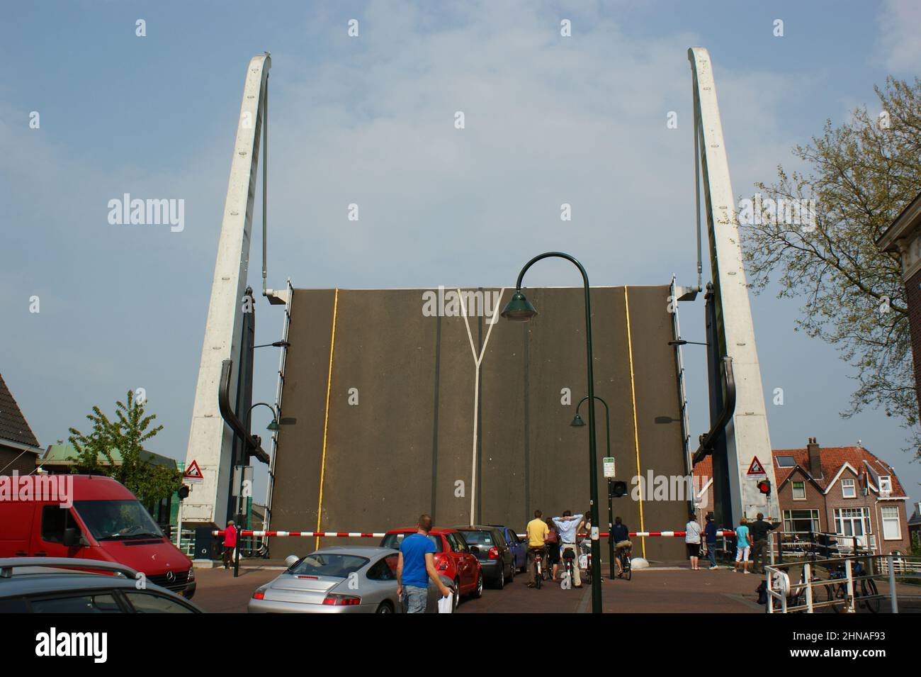 Opened bridge in Delft, the Netherlands on cloudy sky background Stock ...