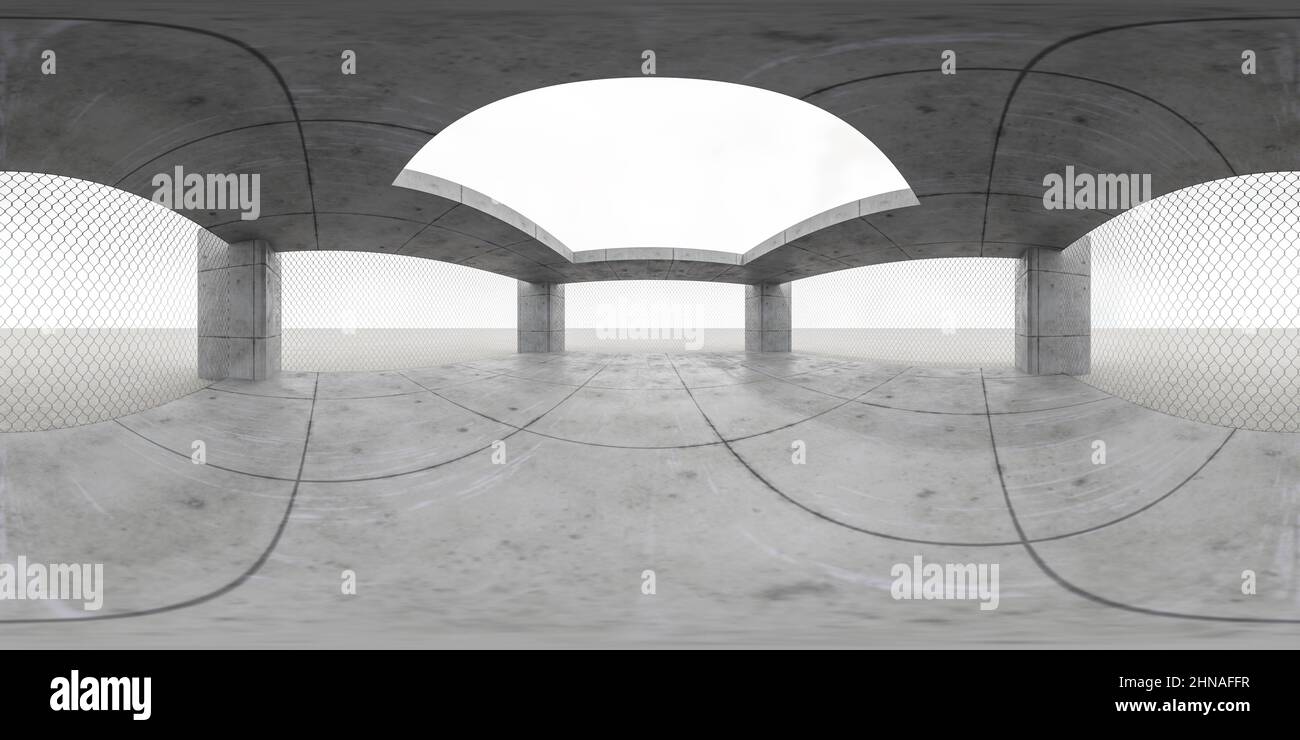 360 degree full panorama environment map of abstract open concrete ...