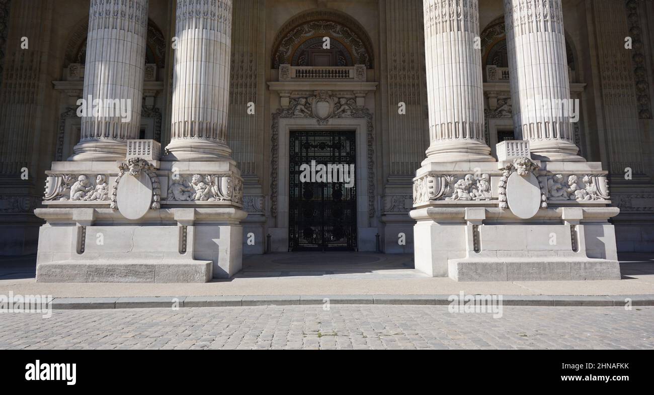 Architectural columns at the entrance of the Grand Palais in Paris ...