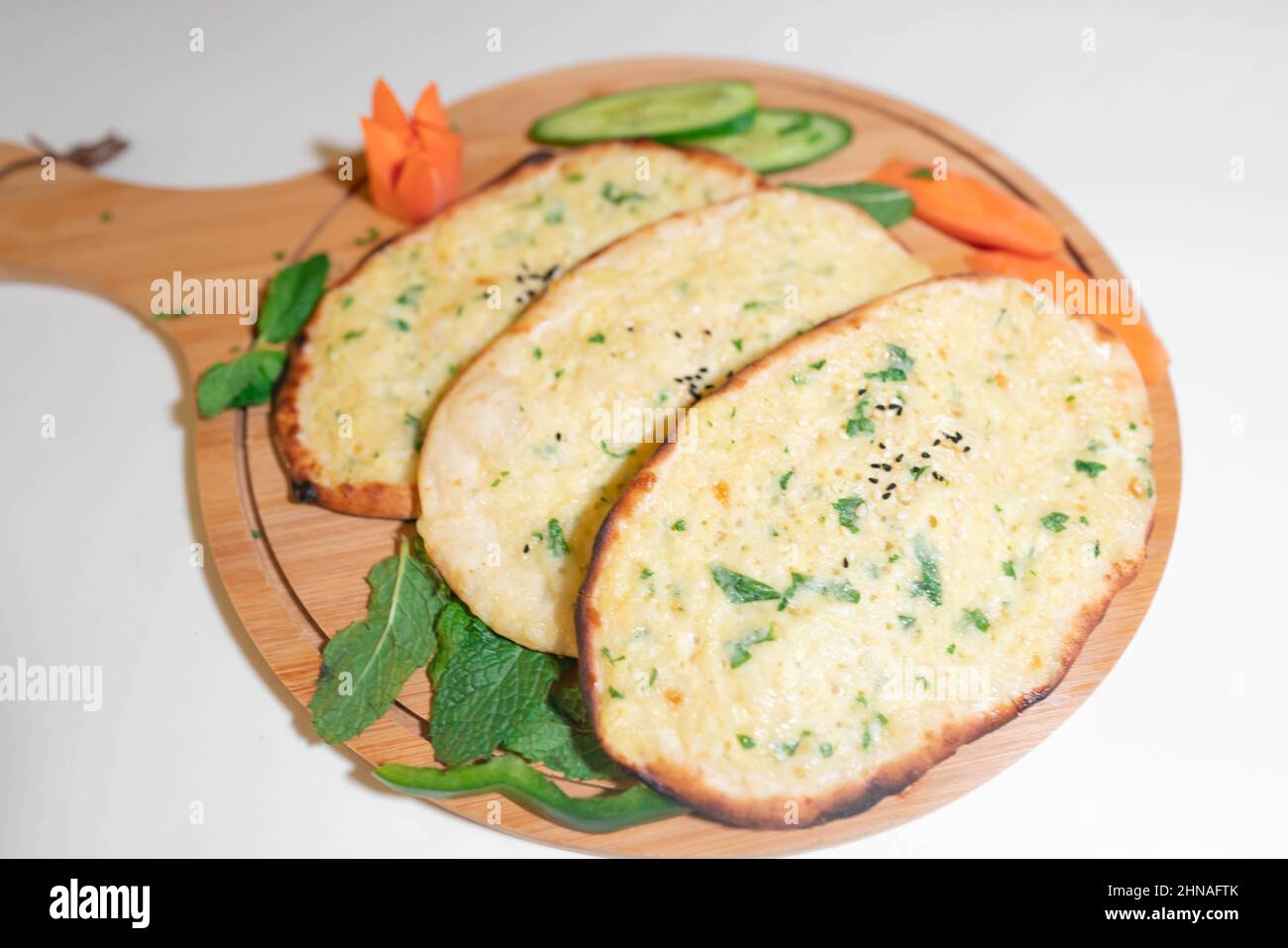 Lebanese Middle Eastern Manakish, Freshly baked Flatbread of cheese ...