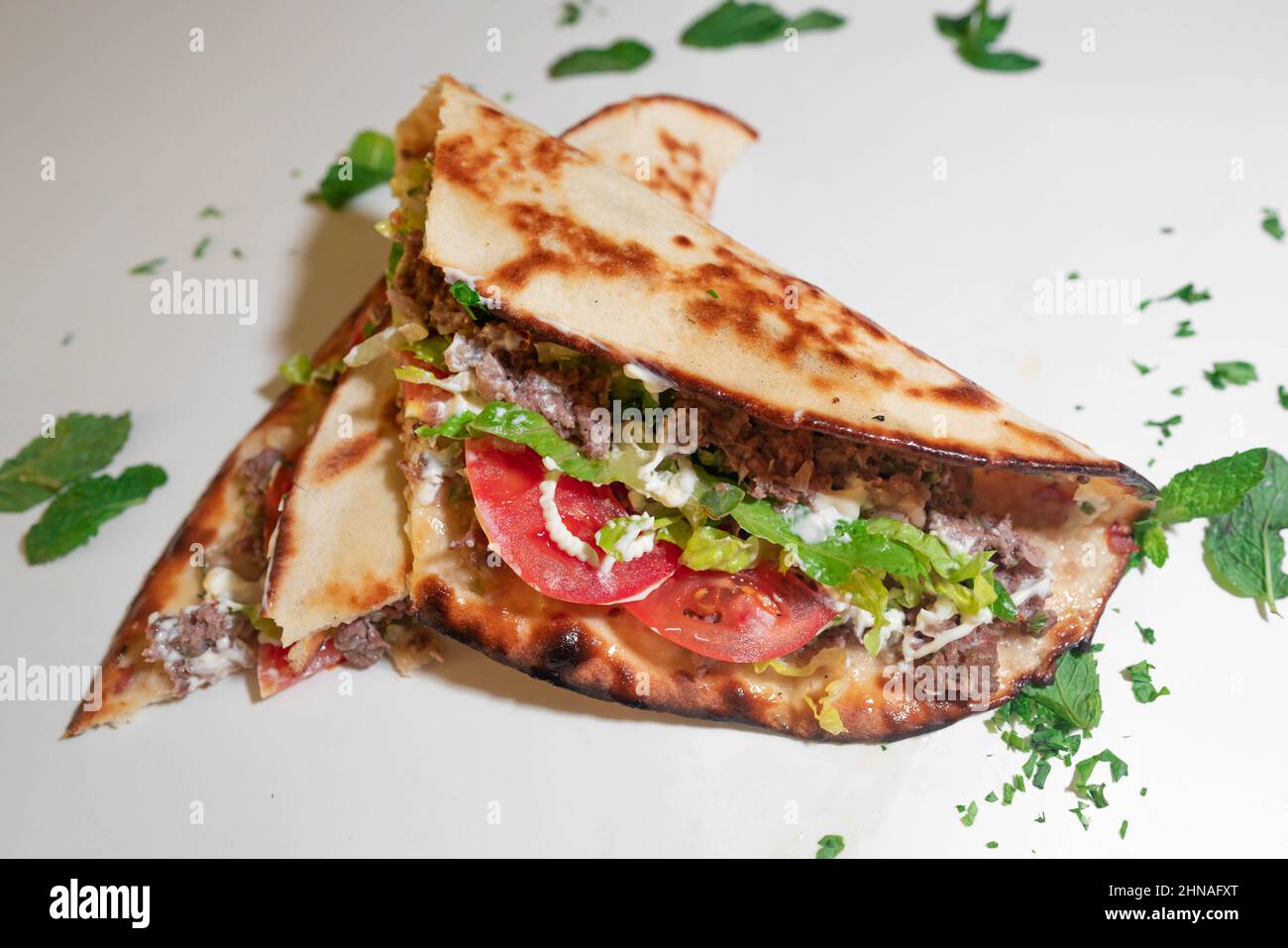 Lebanese Middle Eastern Manakish, Freshly baked Flatbread of cheese ...