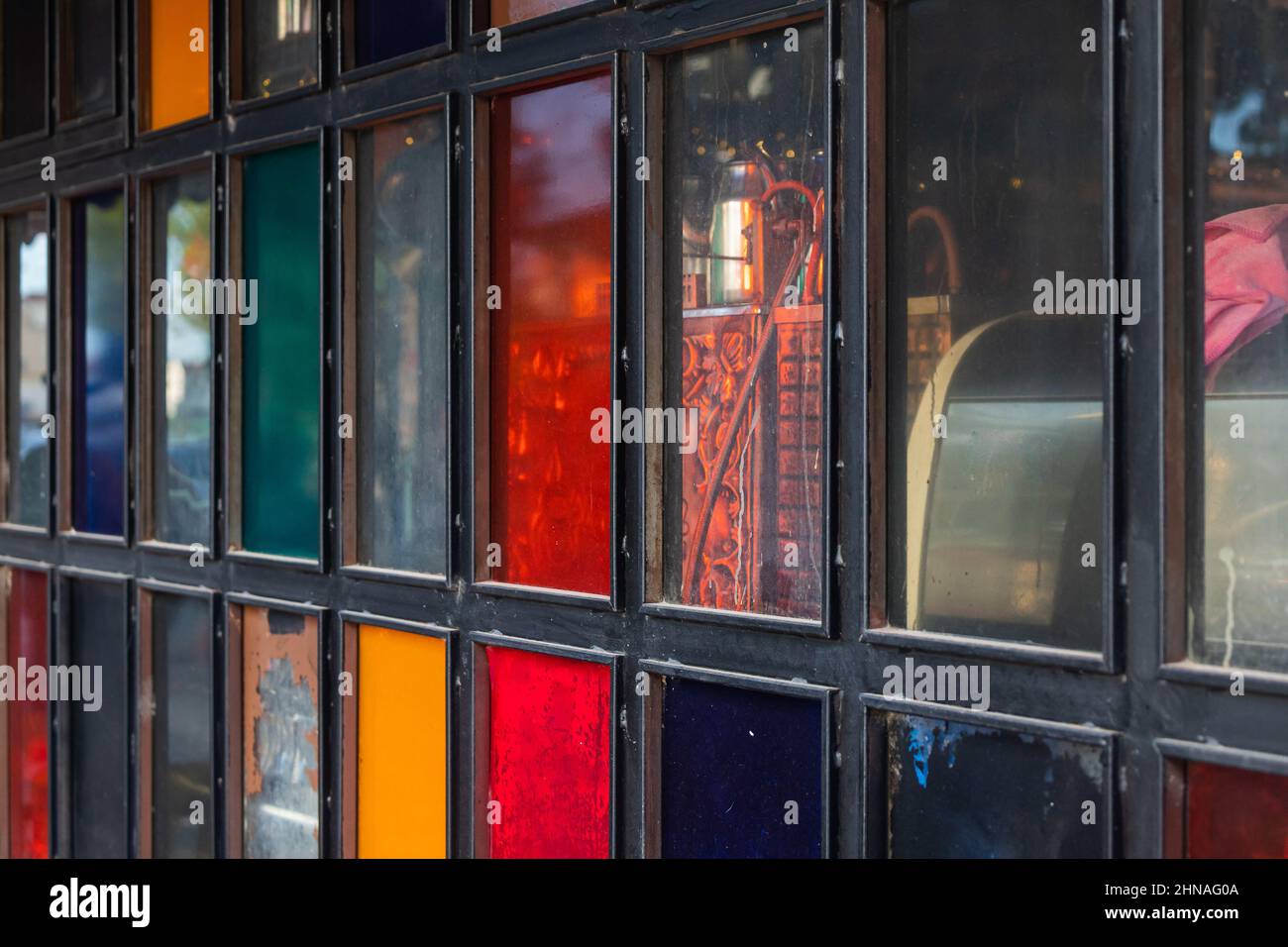 Handicraft stained glass from multi-colored glasses Stock Photo - Alamy