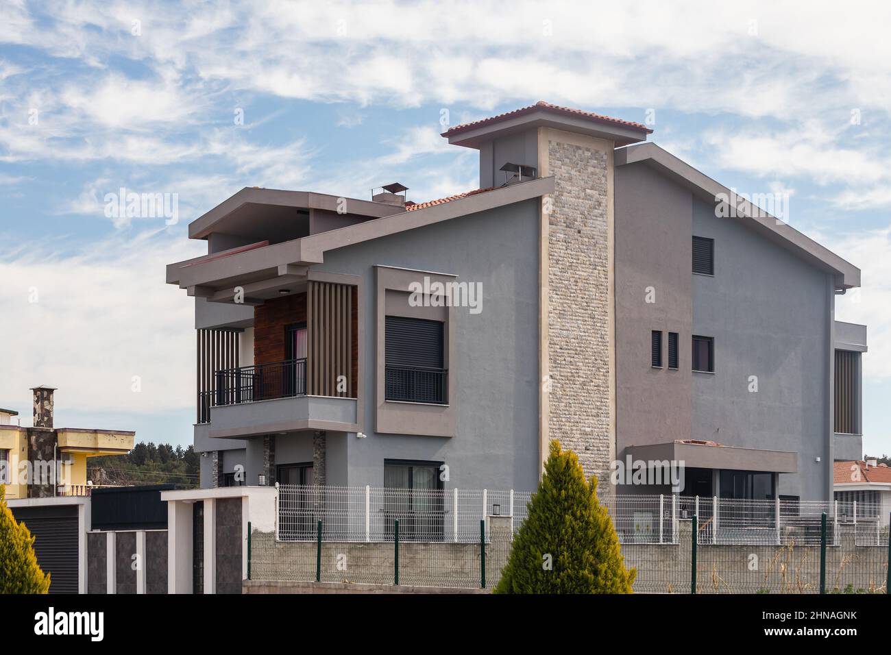 modern architecture. Rich and modern area with villas and apartments ...