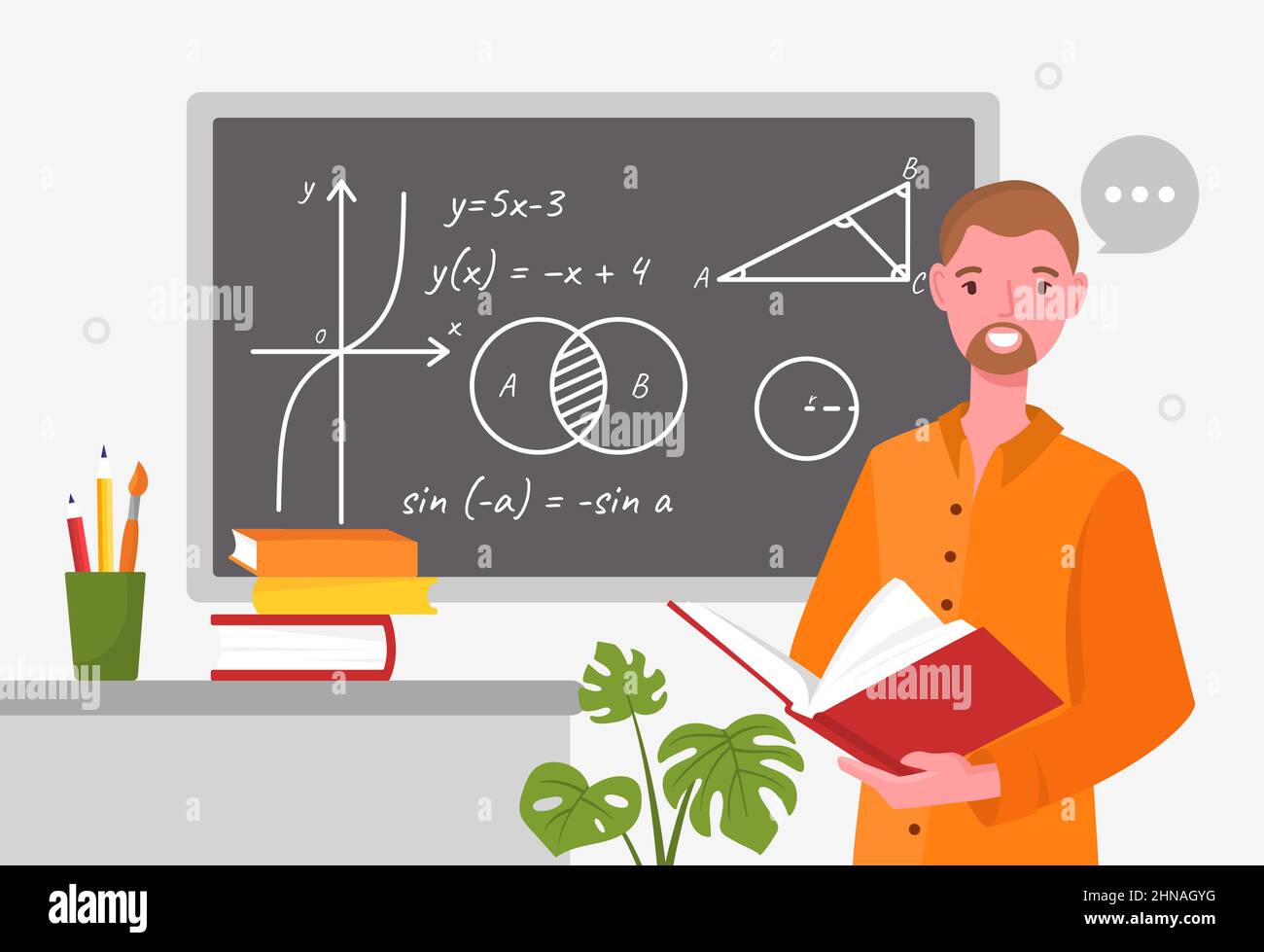 Mathematics teacher at blackboard Stock Vector Image & Art - Alamy