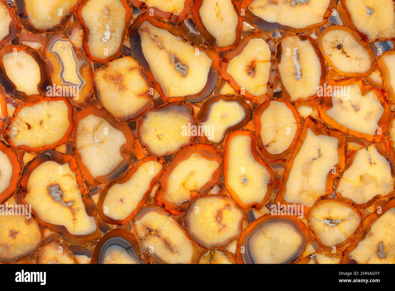 Luxurious stone panel background of golden color agate gemstones ...