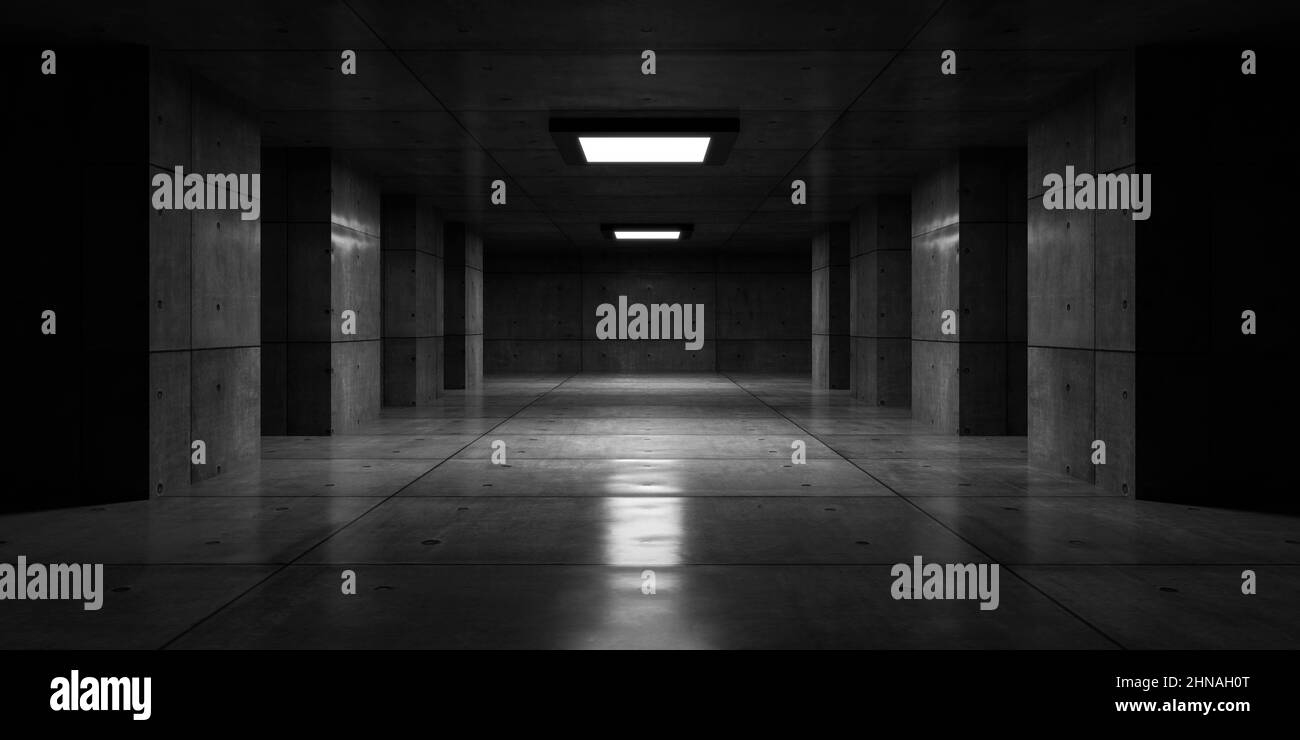 dark concrete basement garage background 3d render illustration Stock ...