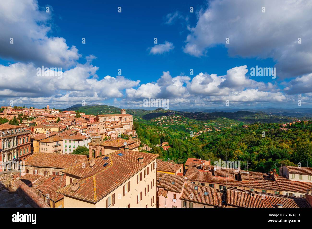 View of Perugia medieval historic center and Umbria countryside from ...