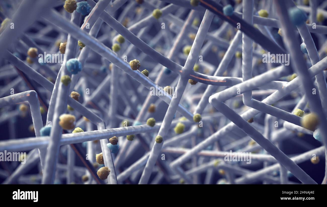 Microscopic view of dust particles captured by hepa filter. Air ...