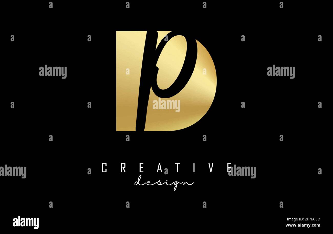 Golden letters DP logo with a minimalist design and negative space ...