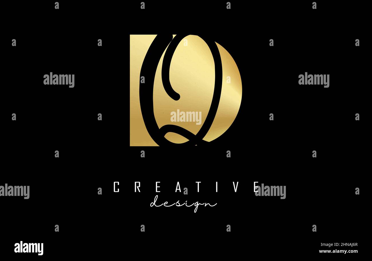 Golden letters DQ logo with a minimalist design and negative space ...