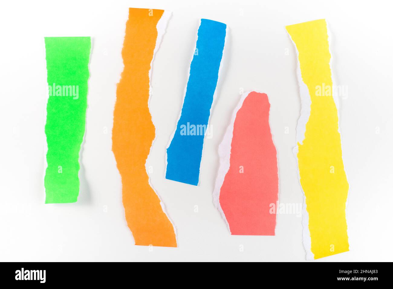 Neon colour torn paper strips isolated on white background Stock Photo ...