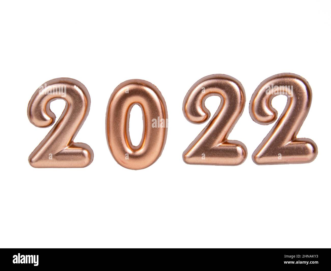 Golden decorative shine numbers 2022 new year isolated on the white ...