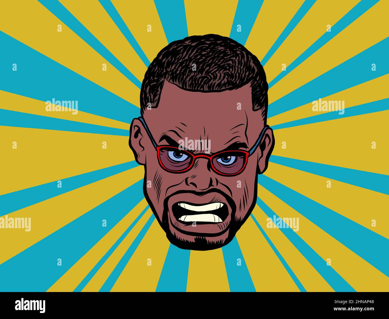 Angry african male face, human emotions. Pop art illustration Stock ...