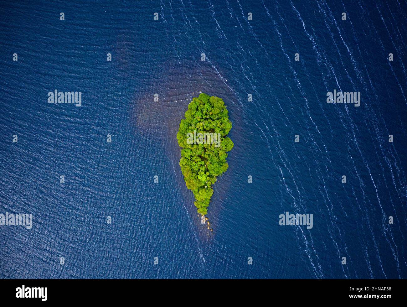 Aerial of Lower lough Erne below the Cliffs of Magho, County Fermanagh ...