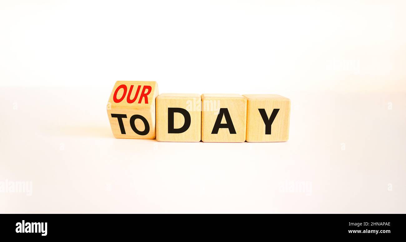 Today is our day symbol. Turned wooden cubes and changed concept words ...