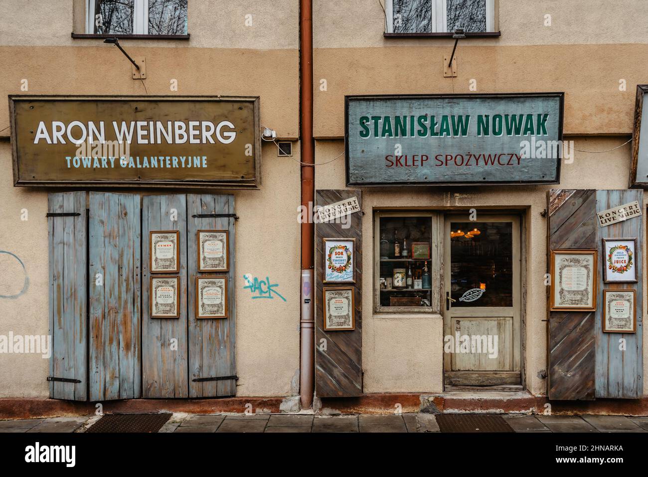 Krakow,Poland-December,2021.Shops with vintage signs in Jewish quarter ...