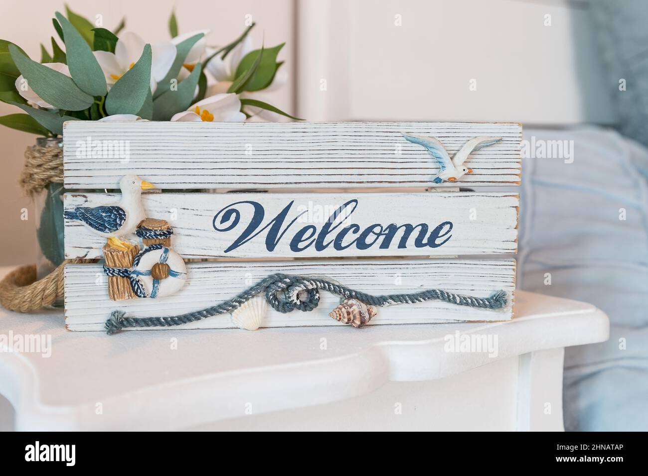 wooden Welcome sign on reception in hotel ,antique rustic board ...