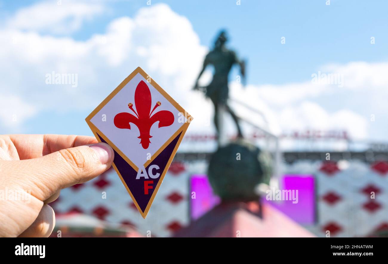 June 14, 2021, Florence, Italy. The emblem of the football club ACF ...