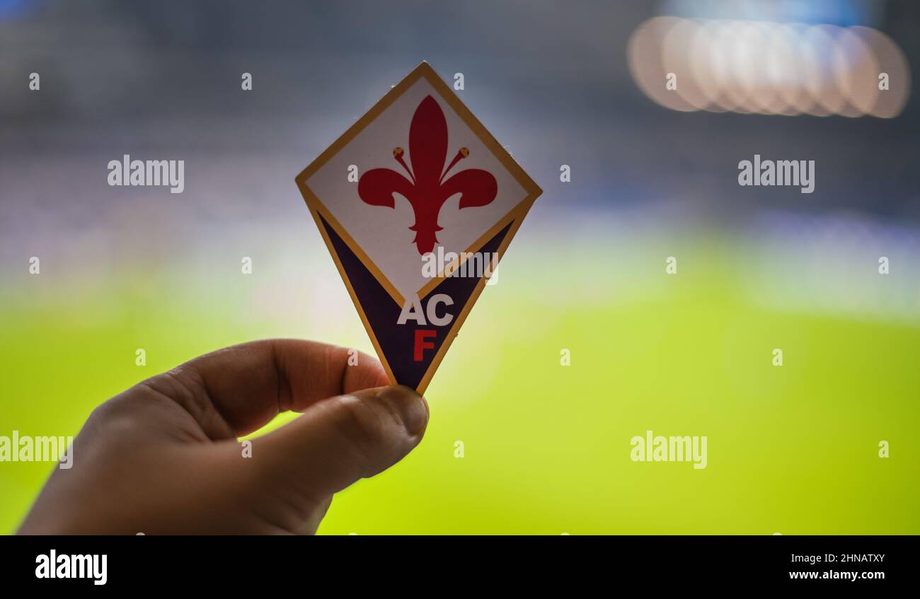September 12, 2021, Florence, Italy. The emblem of the football club ...
