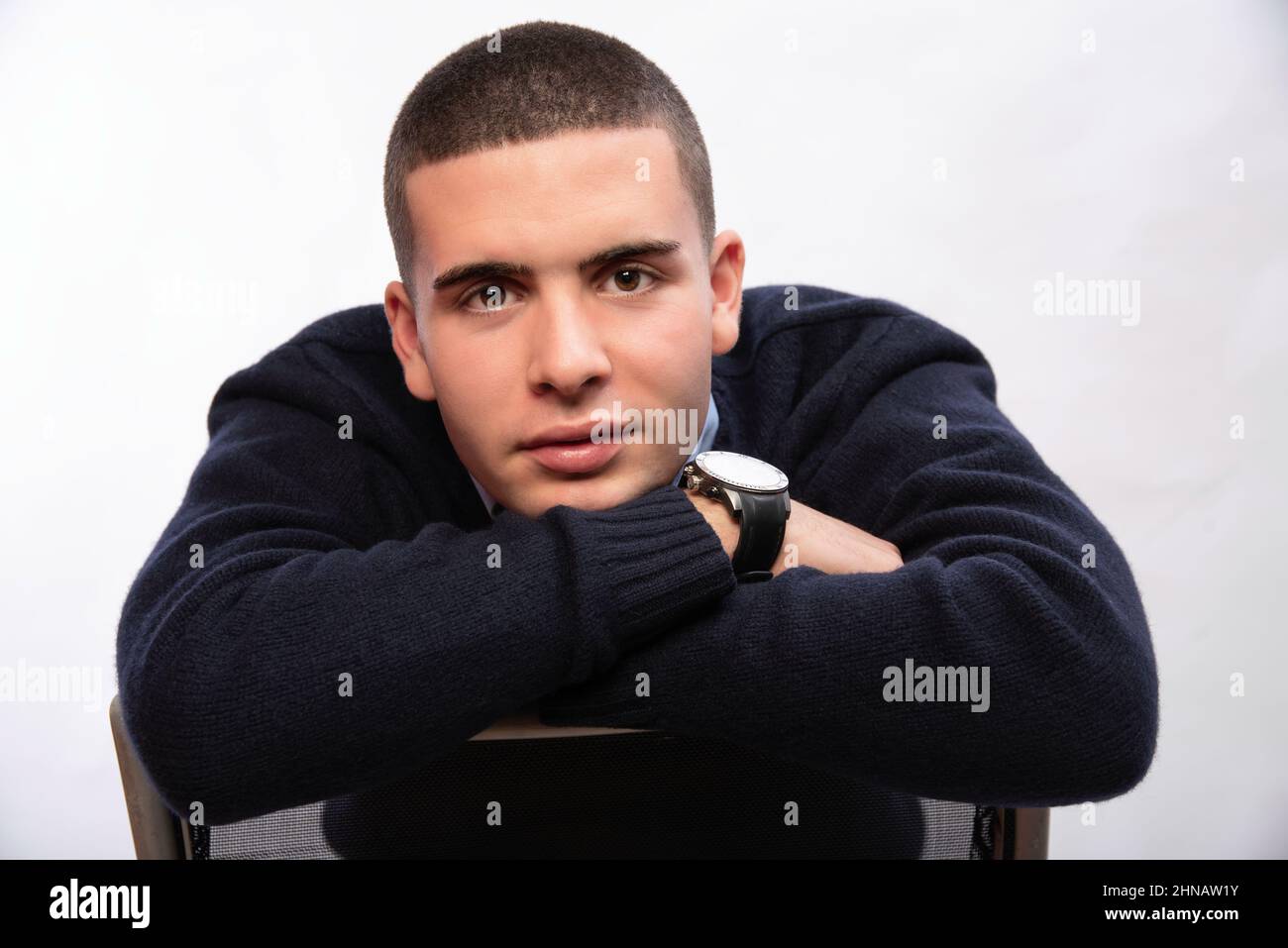 young men posing studio photoshoot Stock Photo - Alamy