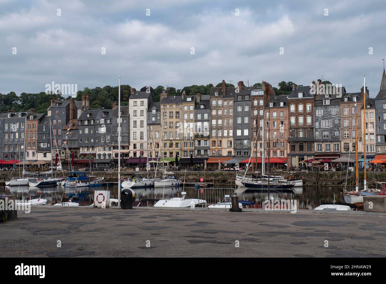 City of Honfleur in Normandy with its typical houses and boat lock in ...