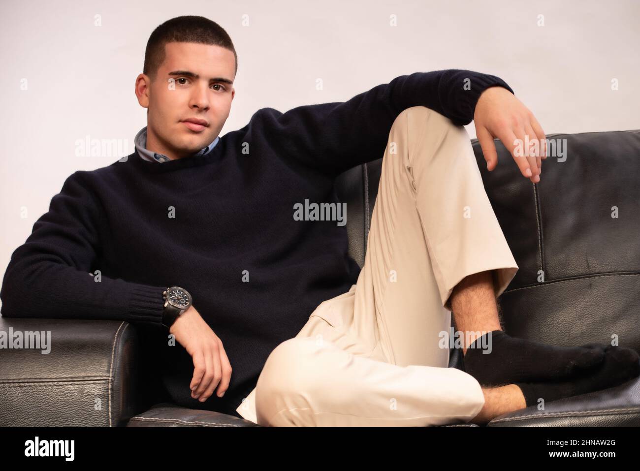 young men posing studio photoshoot Stock Photo - Alamy