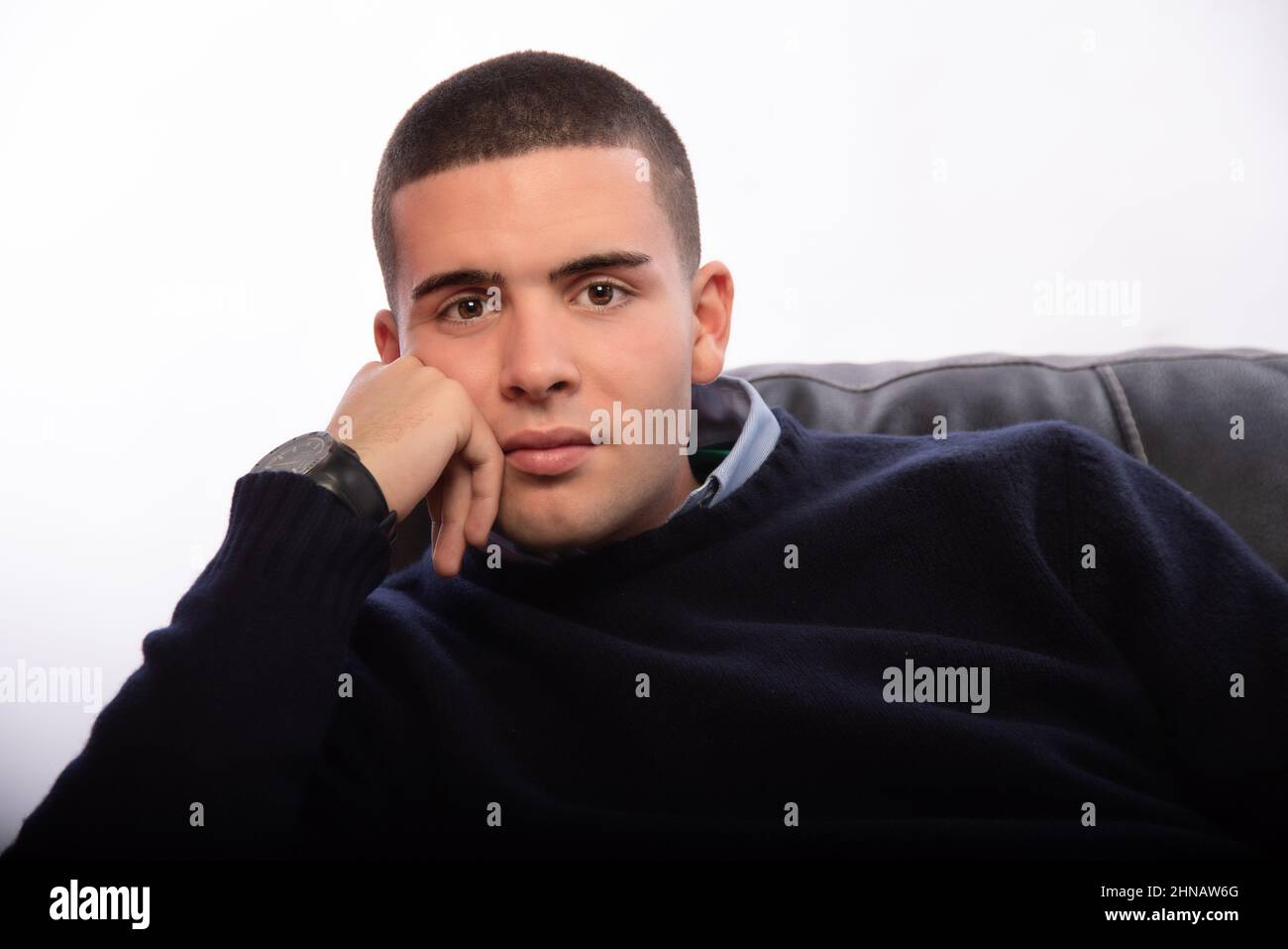young men posing studio photoshoot Stock Photo - Alamy
