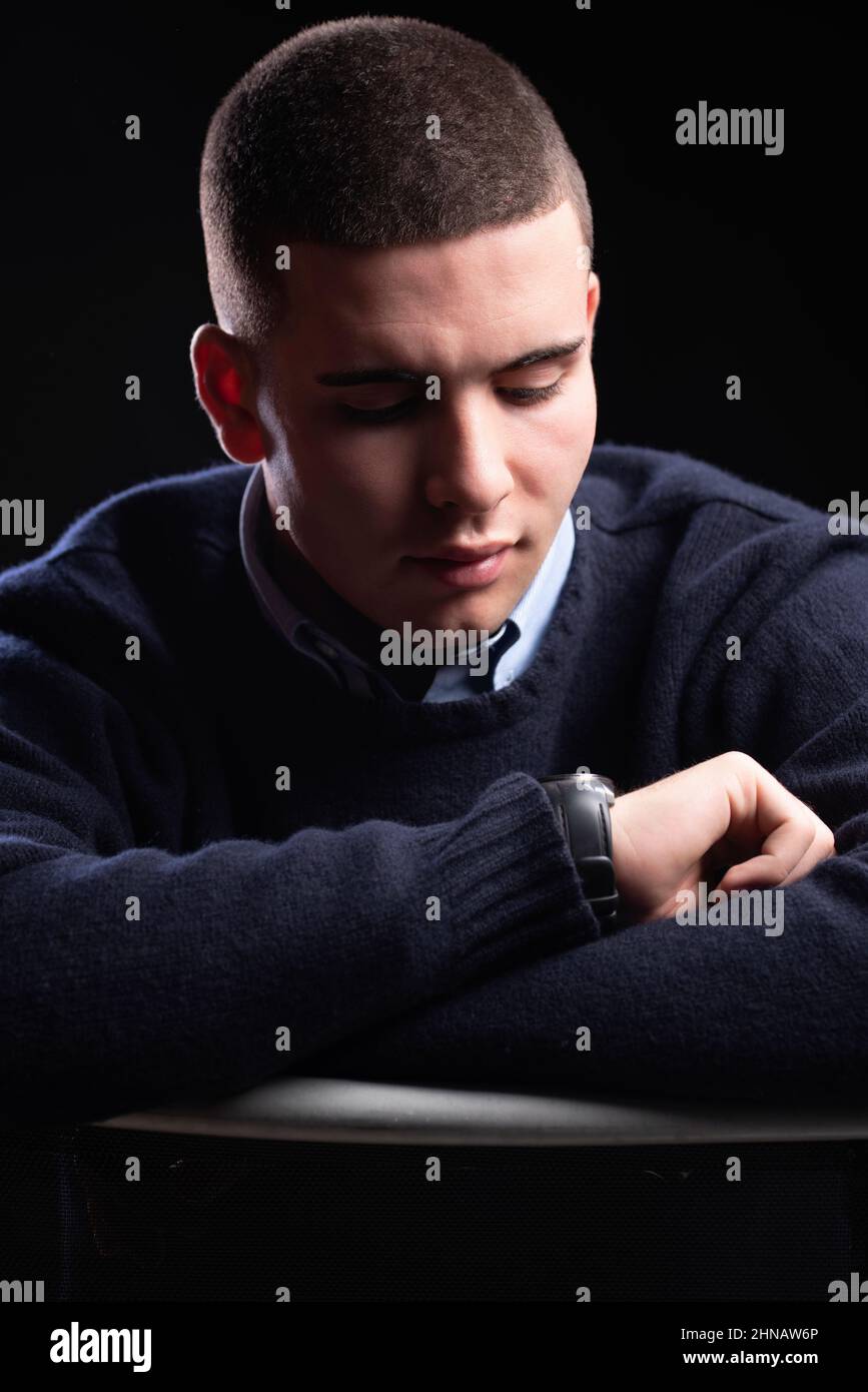 young men posing studio photoshoot Stock Photo - Alamy