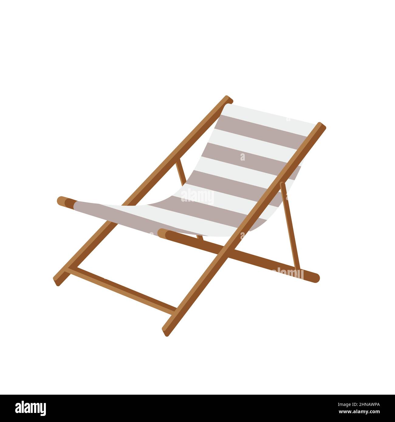 wooden deck chair isolated on white background. Vector illustration in ...