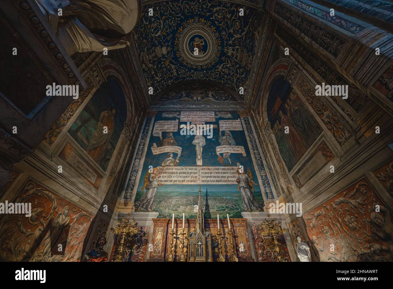 Indoors view and the ceiling of the Cathedral of Albi, France Stock ...