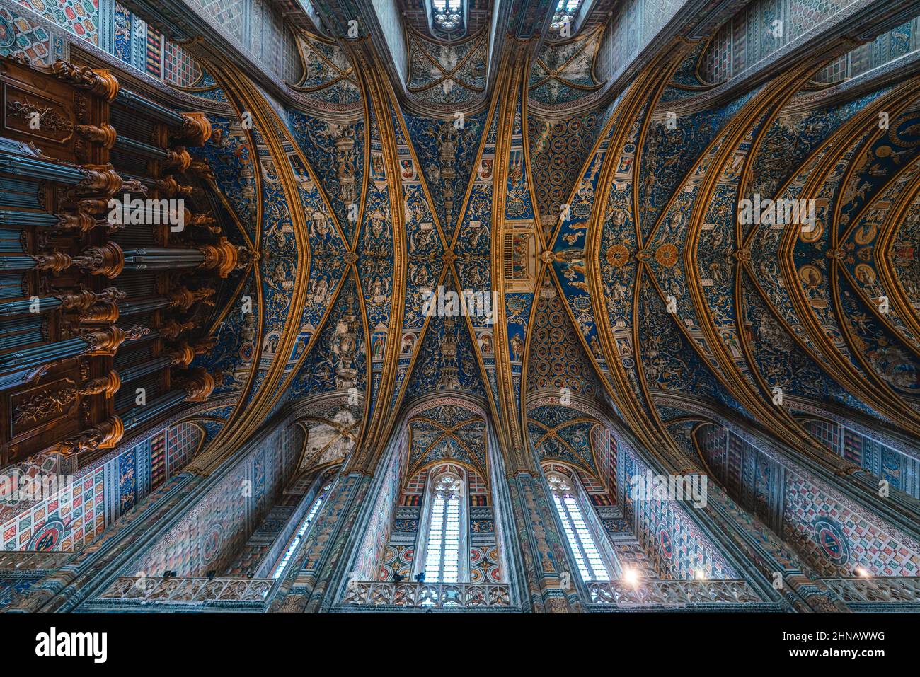 Indoors view and the ceiling of the Cathedral of Albi, France Stock ...