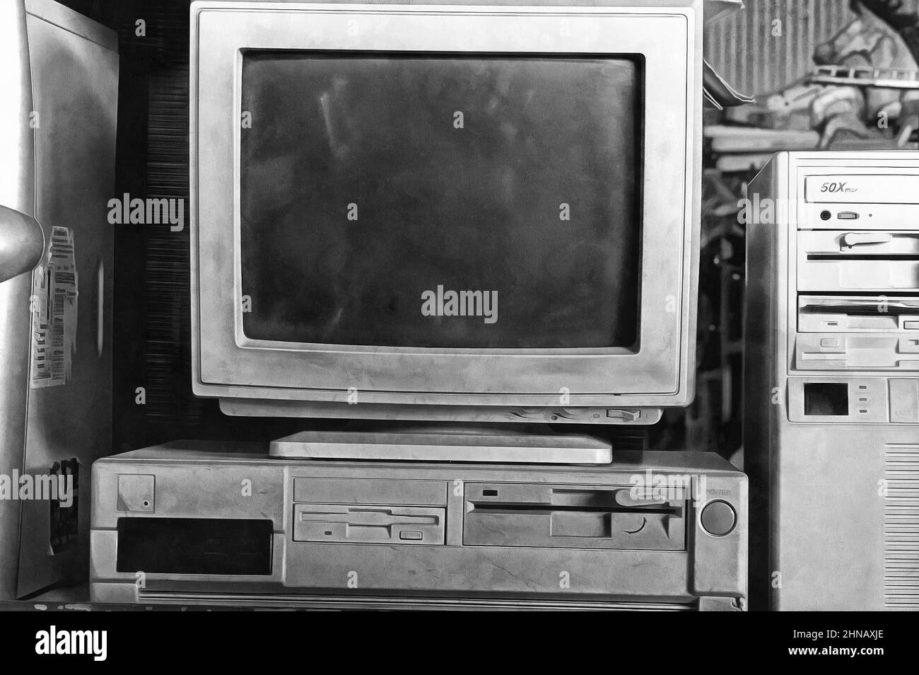 Old computer images Black and White Stock Photos & Images - Alamy