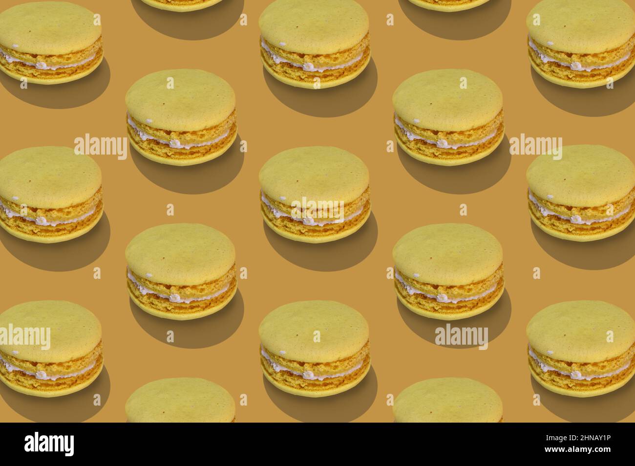 Beautiful composition from large group of yellow french macarons on ...