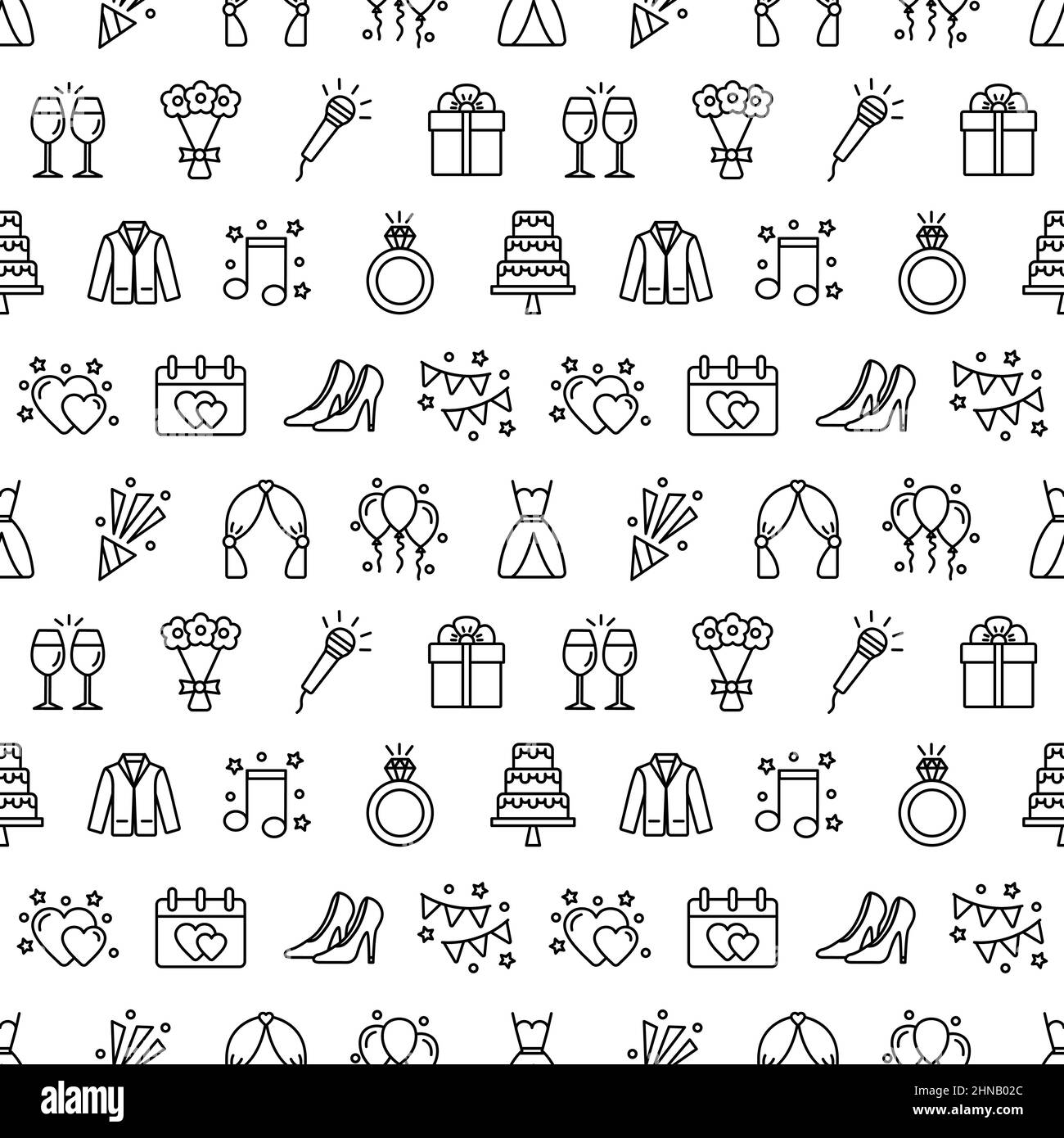 Seamless pattern with wedding icons. Wedding background, vector ...