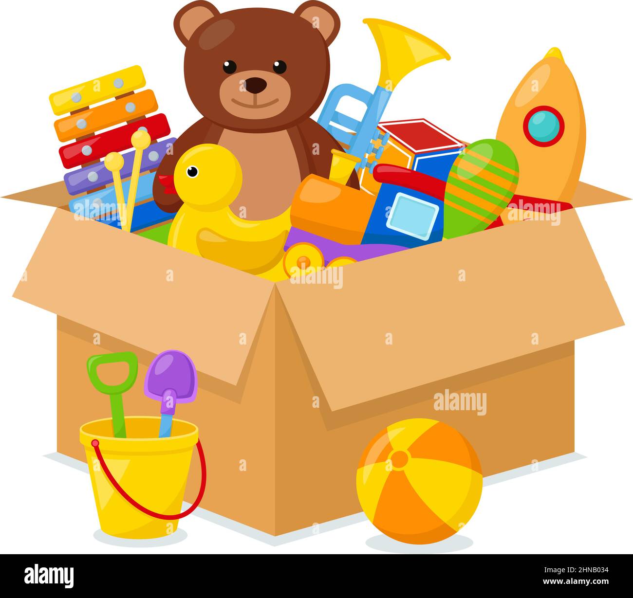 Kid toys in a box, vector illustration Stock Vector Image & Art - Alamy
