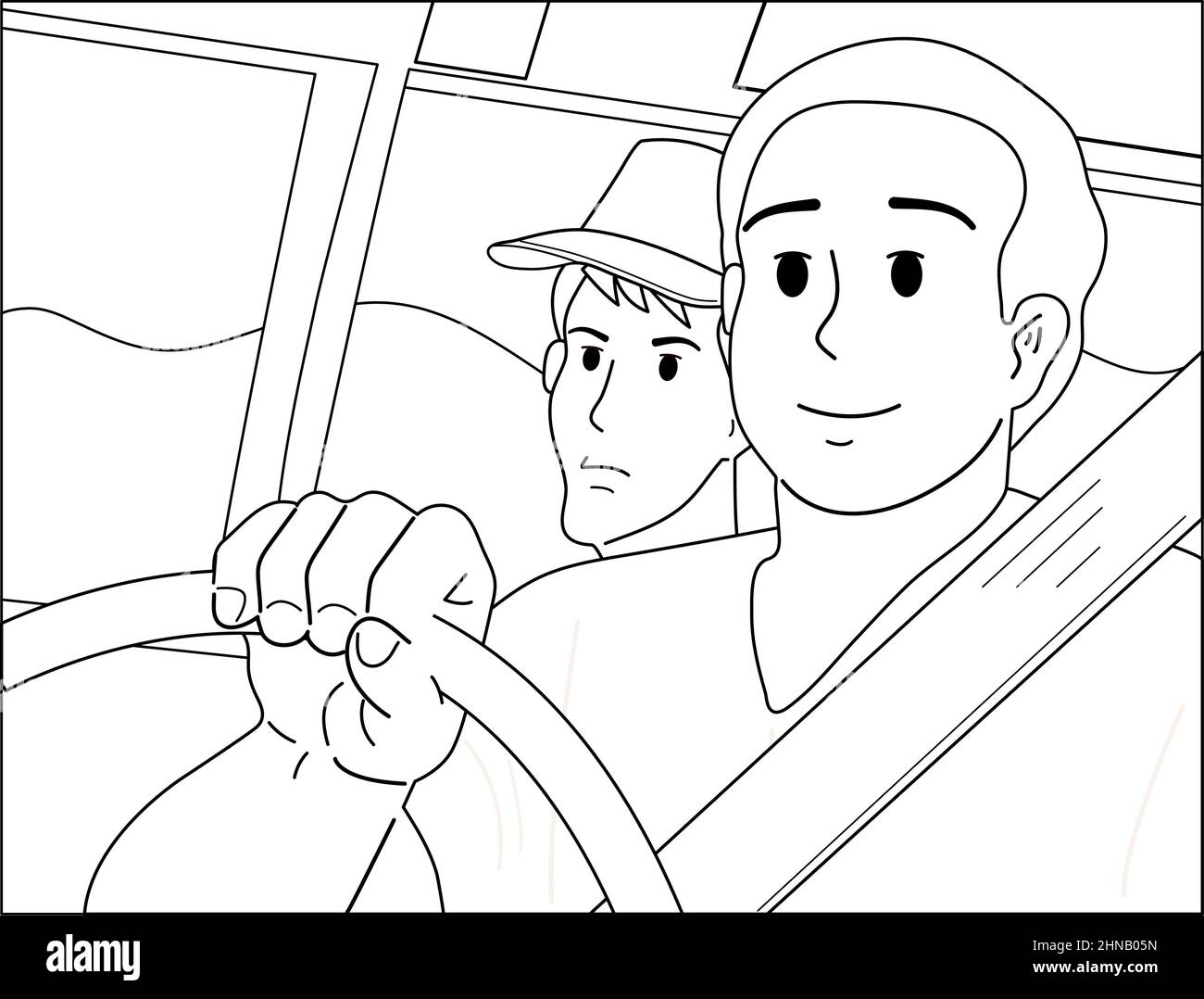 Two guys driving car cartoon hi-res stock photography and images - Alamy