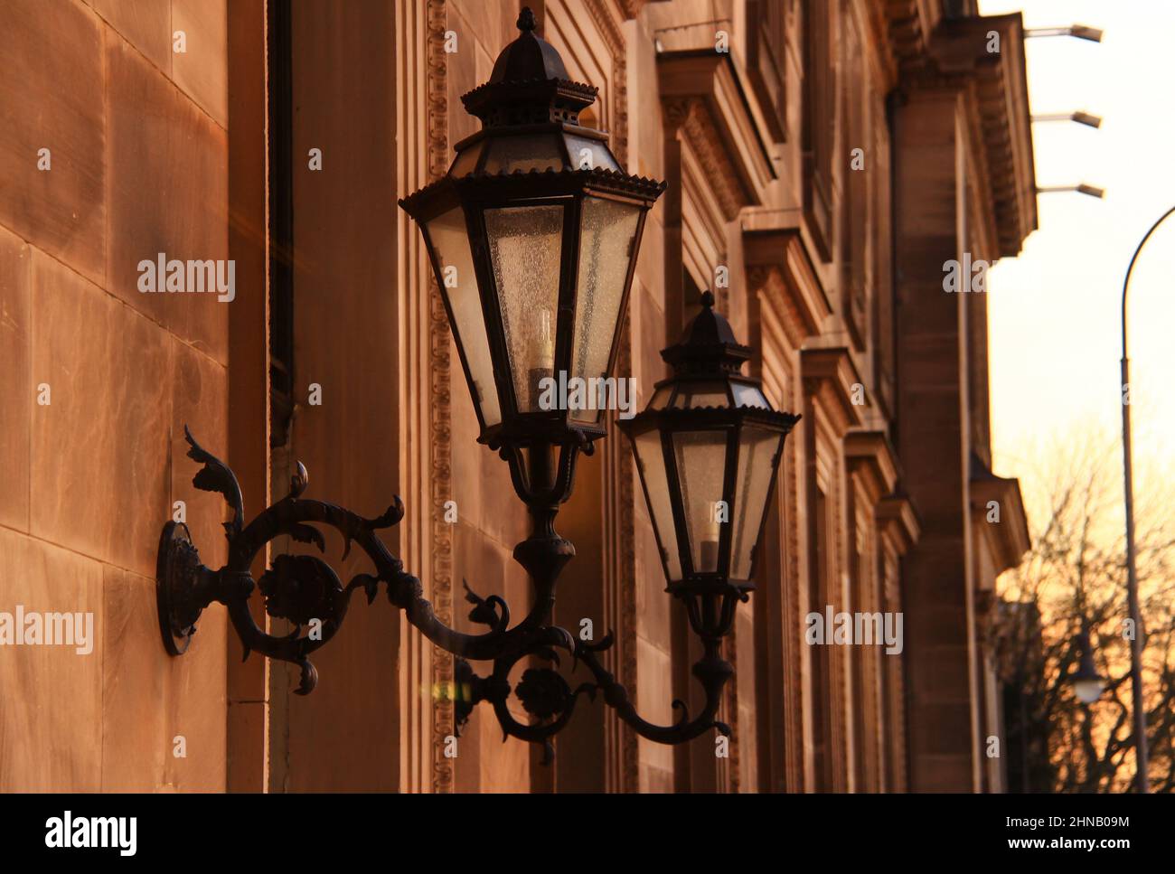 Beautiful transparent street lights on the wall hi-res stock ...