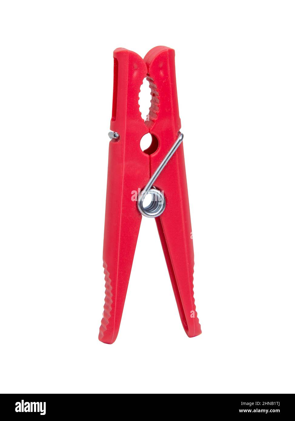 Red clothes pin plastic isolated on the white background Stock Photo ...