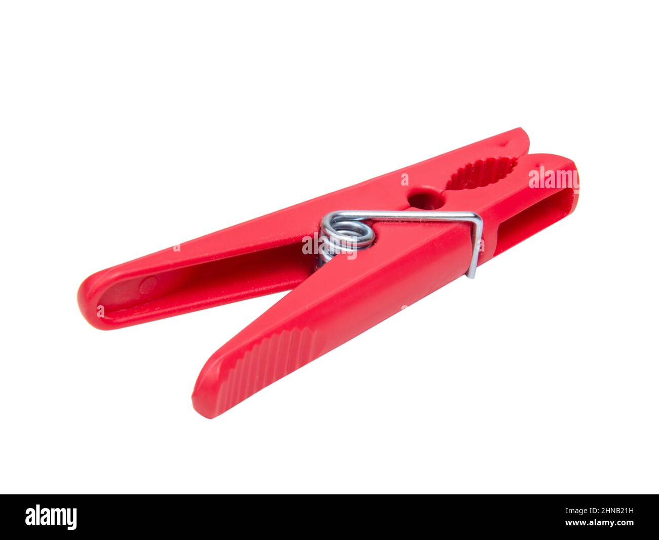 Red clothes pin plastic isolated on the white background Stock Photo ...