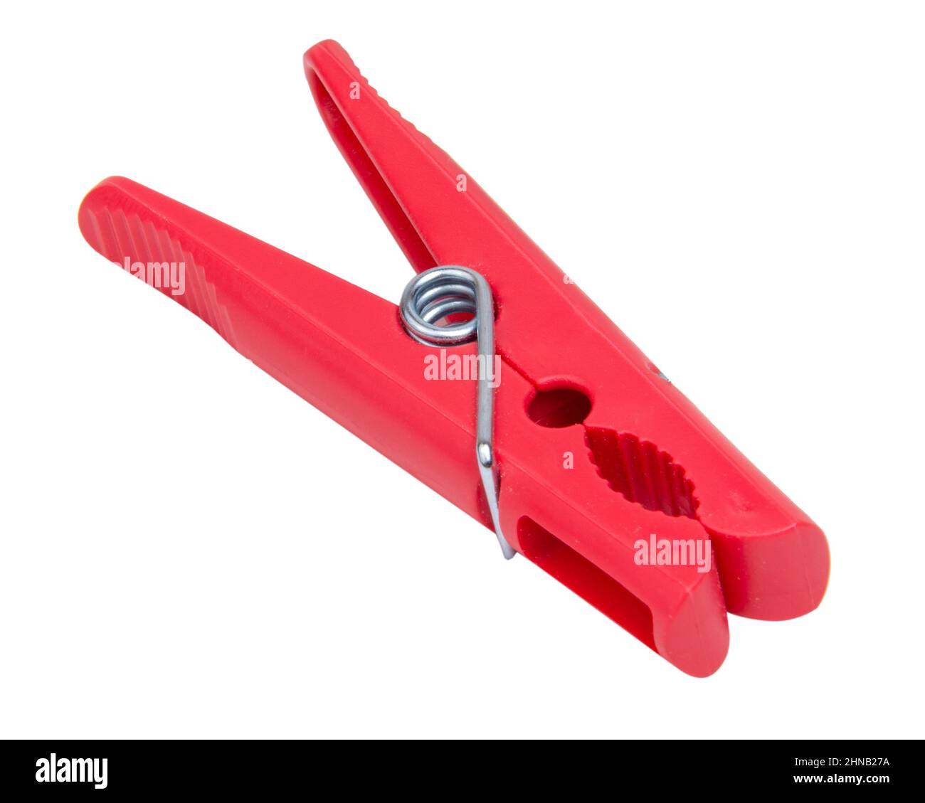 Red clothes pin plastic isolated on the white background Stock Photo ...