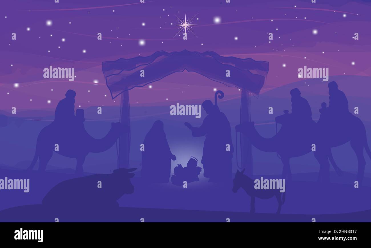 Nativity landscape purple night scene mangel Vector Stock Vector Image ...
